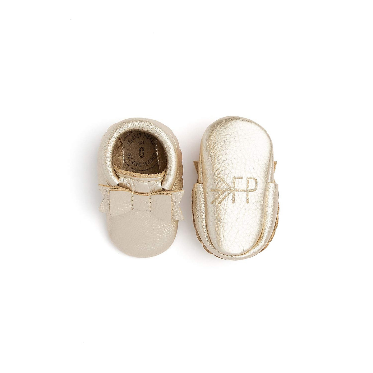 Freshly Picked Soft Sole Bow Moccs, Platnium Size 2