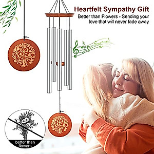 Epartswide Large Wind Chimes Outside Deep Tone,44" Memorial Wind Chimes Outdoor with 4 Heavy Tubes Soothing Melody Wind Chimes Large Sympathy Gift for Mom Patio Hanging Decor(Black)
