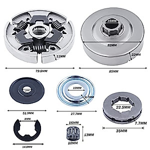 Adefol Chainsaw 3/8"-7 Clutch Drum Rim Sprocket Kit for Stihl MS660 066 064 MS640 MS661 Replacement Parts with Washer E-Clip Needle Bearing