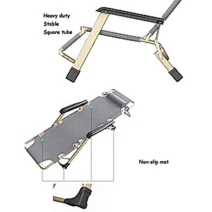 Oversize XL Reclining Chair Folding Zero Gravity Lounge Chair Deck Chairs Cotton Cushion for Garden Outdoor Patio Sun Loungers Bed Recliner Loading up to 300kg with Head Pillow in Gray