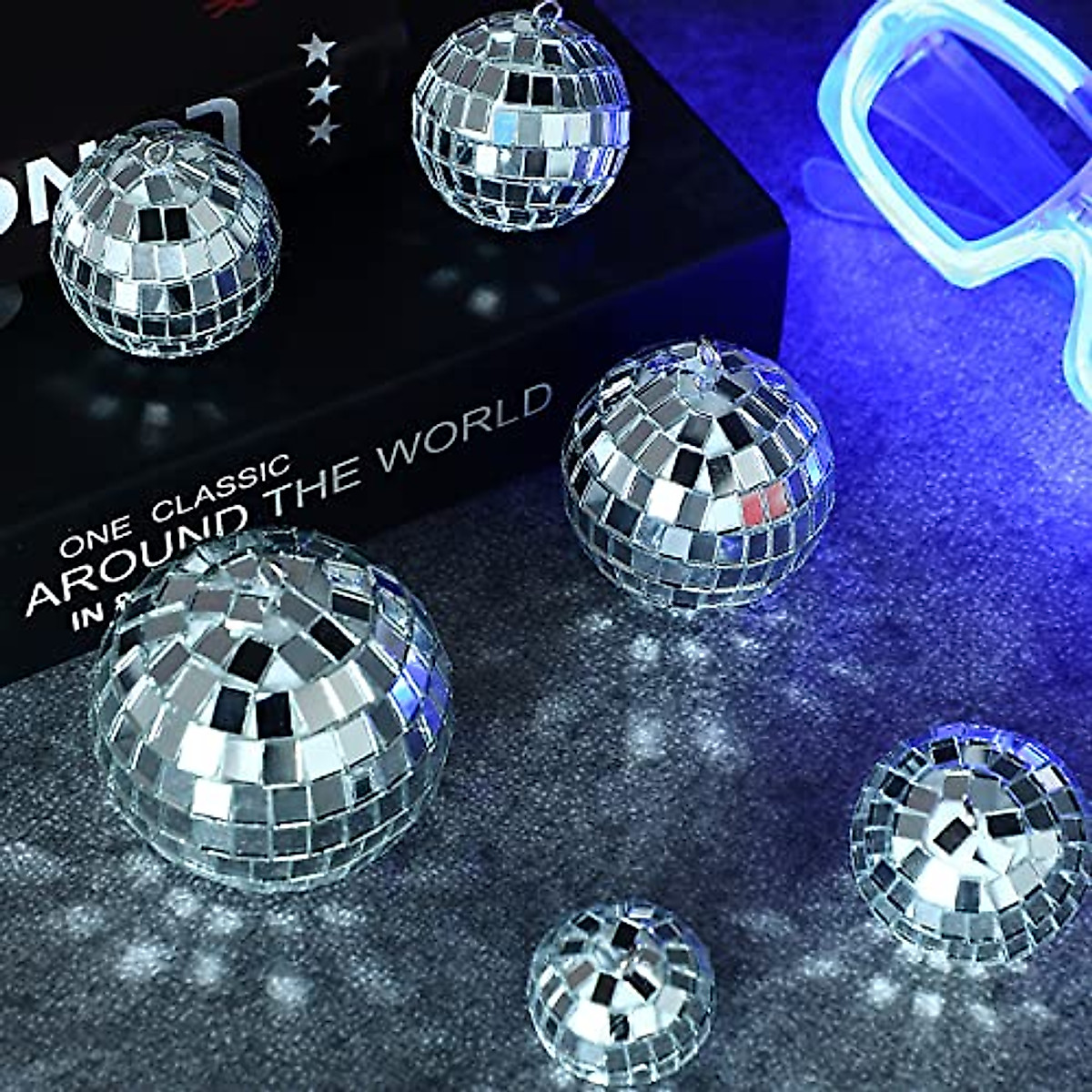 20 Pcs Hanging Mirror Disco Ball Ornaments Glass Disco Balls Decoration Different Sizes 70s Reflective Mini Disco Ball Decor with Rope (2.4 Inch, 2 Inch, 1.6 Inch, 1.2 Inch)