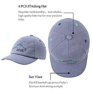 JANGANNSA Dinosaur Boys Girls Caps Embroidery Baby Baseball Caps Cotton Infant Toddler Kids Hat Spring Summer Autumn 6M-4Y (Navy Embroidery Dinosaur, 18.9"(6-12 Months))