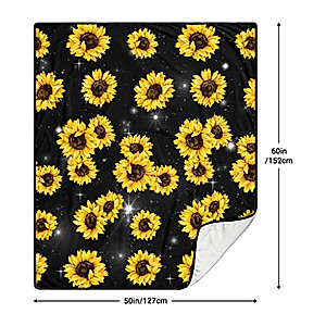 Sunflower Blanket Soft Warm Plush Blankets Flower Plant Throw Blanket for Adults Kids Bed Sofa Office 60"x50"