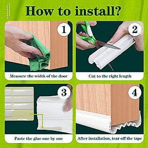 Door Draft Stopper, 36.7" Adjustable PVC Under Door Draft Stopper Door Seal Weather Stripping — Energy Saving Door Draft Blocker Door Sweep for Reduce Noise, Cold Air, Dust, Smoke, Wind | White