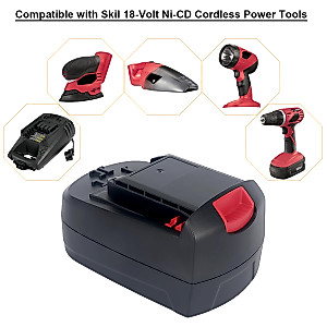 Biswaye 2Pack 18V Battery SB18C SB18A SB18B Compatible with Skil 18V Ni-Cd Cordless Tools 2810 2888 2887 2895 2897 2898 4570 5850 5995 7305 9350, 3.0Ah