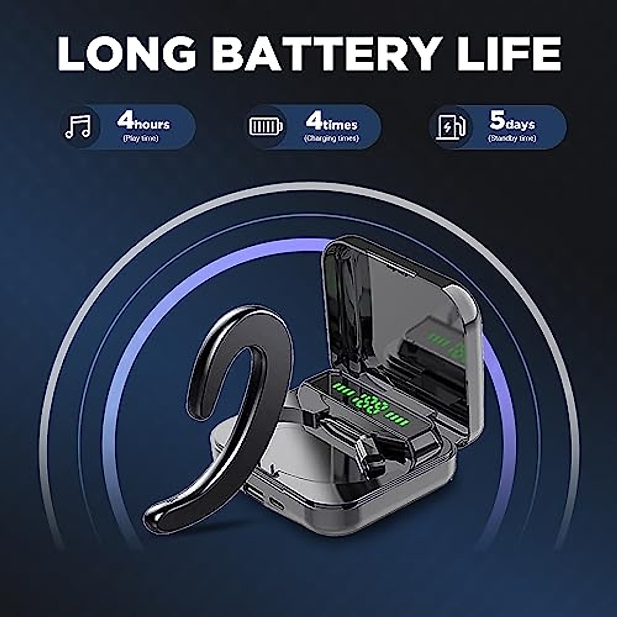 ESSONIO Open Ear Headphone Bluetooth earpiece for Cell Phone air Conduction Headphone Wireless Bluetooth Headphone with Microphone