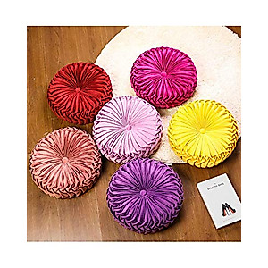 HLOVME Throw Pillow for Couch Decorative 3D Pumpkin Round Velvet Cushion for Sofa Bed Chair Floor 15"X15", Yellow