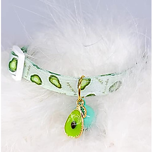 Tyeoo Cat Collars Breakaway with Bell - 2 Pack Cat Safety Collars for Boys & Girls Cats- Safety Buckle Kitten Collar Avocado Cherry Fruit Style Kitty Collars (Green & Cherry)