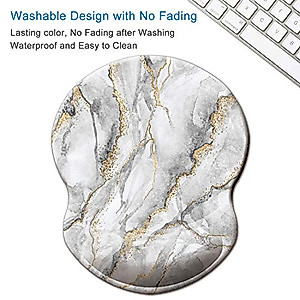 ITNRSIIET Mouse Pad, Ergonomic Mouse Pad with Gel Wrist Rest Support, Gaming Mouse Pad with Lycra Cloth, Non-Slip PU Base for Computer, Laptop, Home, Office & Travel,Gray Marbling