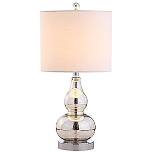 JONATHAN Y JYL1028C Anya 20.5" Mini Glass LED Table Lamp, Transitional, Glam, Midcentury, Modern, Elegant, Office, Living Room, Family Room, Dining Room, Bedroom, Hallway, Foyer, Silver