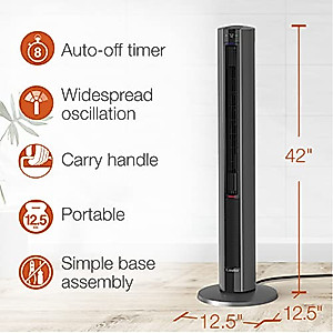 Lasko Portable Fan & Heater All Season Comfort Control Tower Fan and Space Heater in One with Remote Control, Black, FH515,Large
