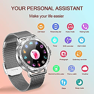 wonlex Smart Watches for Women, Bluetooth 5.2 Sleep Tracker with Heart Rate DIY Background, IP67 Waterproof Health Smartwatches for Android and iPhone Compatible