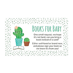Cactus Book Request Baby Shower Card Inserts - 24 count