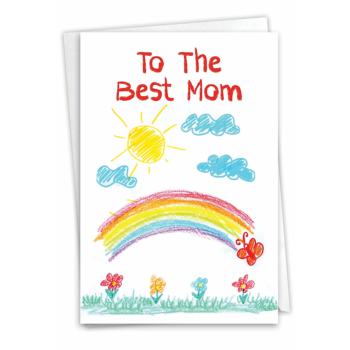 NobleWorks Birthday Mother Greeting Card from Kids (Mother) with 5 x 7 Inch Envelope (1 Card) Mom Love You Mommy-Rainbow C10309IBMG