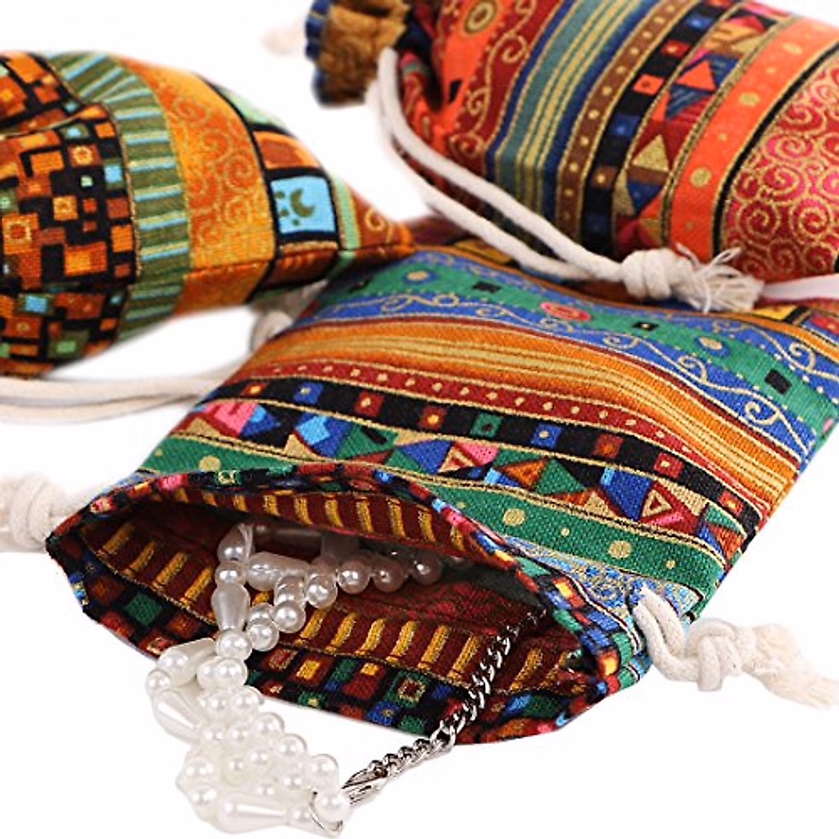 kilofly 12 pc Egyptian Jewelry Bag Aztec Print Drawstring Coin Purse Gift Pouch