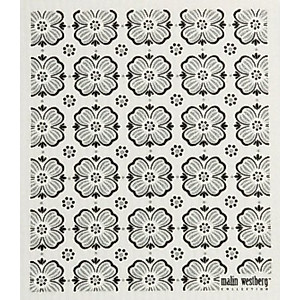 Trendy Tripper Swedish Dishcloths/Sponge Cloths - Packs of 3 Different Designs in Grey (3 Grey: Flowers + Bubble)