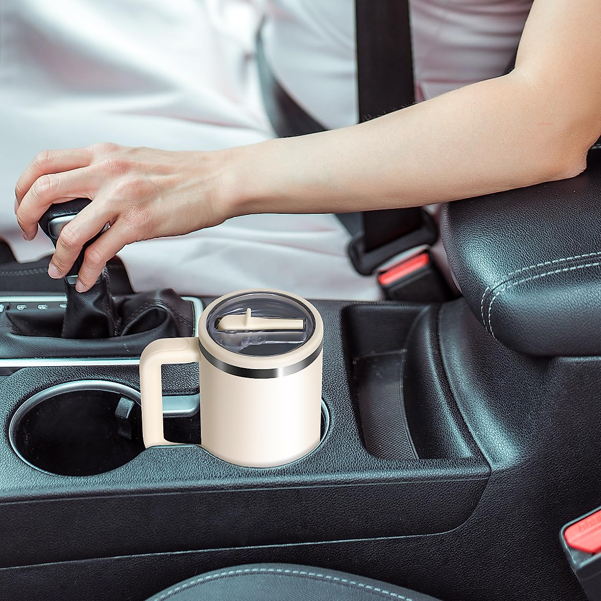 ANTAND 2 Pack 40 oz Tumbler Flip Straw Lid Replacement Fit for Stanley Quencher, Leak Proof for Stanley Lid Replacement Spill Proof Reusable Tumbler Cover Compatible with 40oz Stanley Cup Accessories