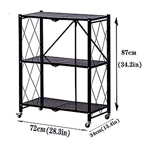 ATAAY Adjustable Storage Shelf with Wheel, Kitchen Organizer Shelving Storage Rack for Garage Unit Heavy Duty Kitchen Storage Rack,Foldable Storage Shelving/a