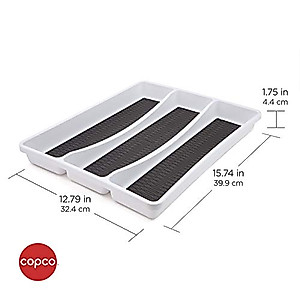 Copco Basics 3 Compartment Drawer Organizer, White and Charcoal Gray