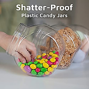 Candy Jar, Candy Jars with Lids, Cookie Jar for Kitchen Counter, Plastic Candy Jars for Candy Buffet and Party Table, Candy Buffet Containers, Cookie Jars with Lids Set, Candy Holder, Clear Plastic Jars with Lids, 3 Pack, 48 oz