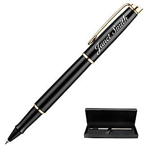 Personalized Pens Engraved,Custom Ballpoint Pen for Men Woman, Personalized Gift for Graduation, Anniversary (Black & Gold)