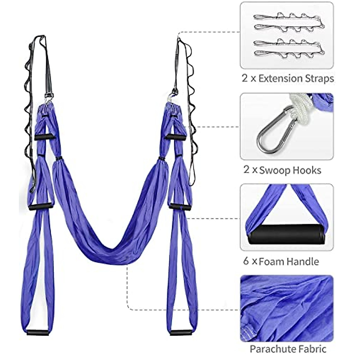 Aerial Yoga Swing Set Yoga Hammock Trapeze Sling Inversion Tool for indoor Home Fitness(Purple)