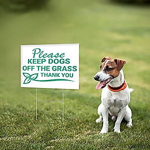 2 PC Please Keep Off Grass Sign with Stake - 8 x 12 Coroplast No Pooping Dog Signs for Yard - Stay Off Grass Sign - Keep Dogs Off Lawn Sign