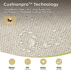 MIXPATIO 4 Piece Patio Furniture Set, All Weather Wicker Outdoor Sofa with 5.5" Cushions, 2 Fixed Chairs, 3-Seat Sofa with Wood Grain Coffee Table, Patio Conversation Set for Porch, Backyard, Beige