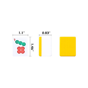 GUSTARIA Chinese Mahjong Set, with X-Large 144 Numbered Melamine Yellow Tiles, 2 Spare Tiles, 6 Dice and a Wind Indicator, Carrying Travel Case with English Instruction, Mahjong Mat(Red)
