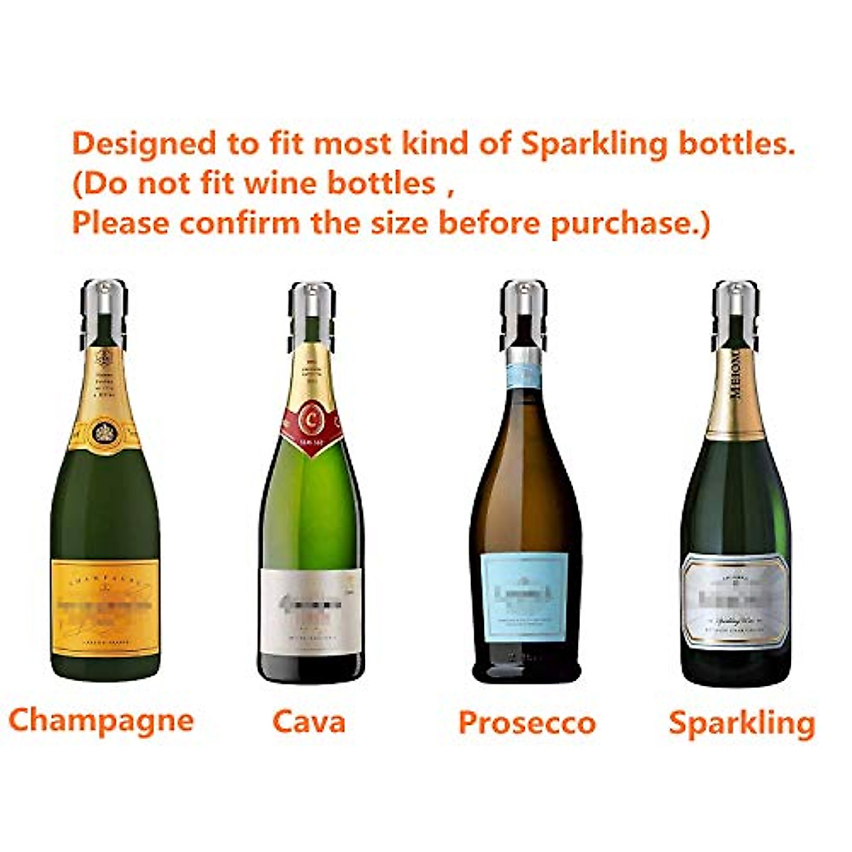 Champagne Sealer Stopper, BGMAX 3 Pack Stainless Steel Sparkling Wine Bottle Plug Sealer Set with a Longer Sealing Plug, Gifts Accessories for Champagne