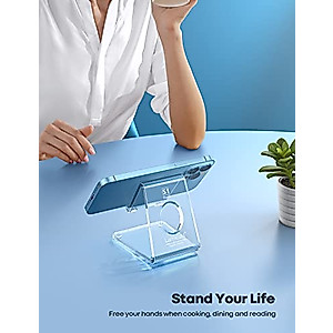 Lamicall Acrylic Phone Stand Desk Accessories - Clear Office Cell Phone Holder, Transparent Phone Stand for Desk, Desktop, Office Desk Accessories, Suitable for iPhone Accessories, 4-8'' Phone