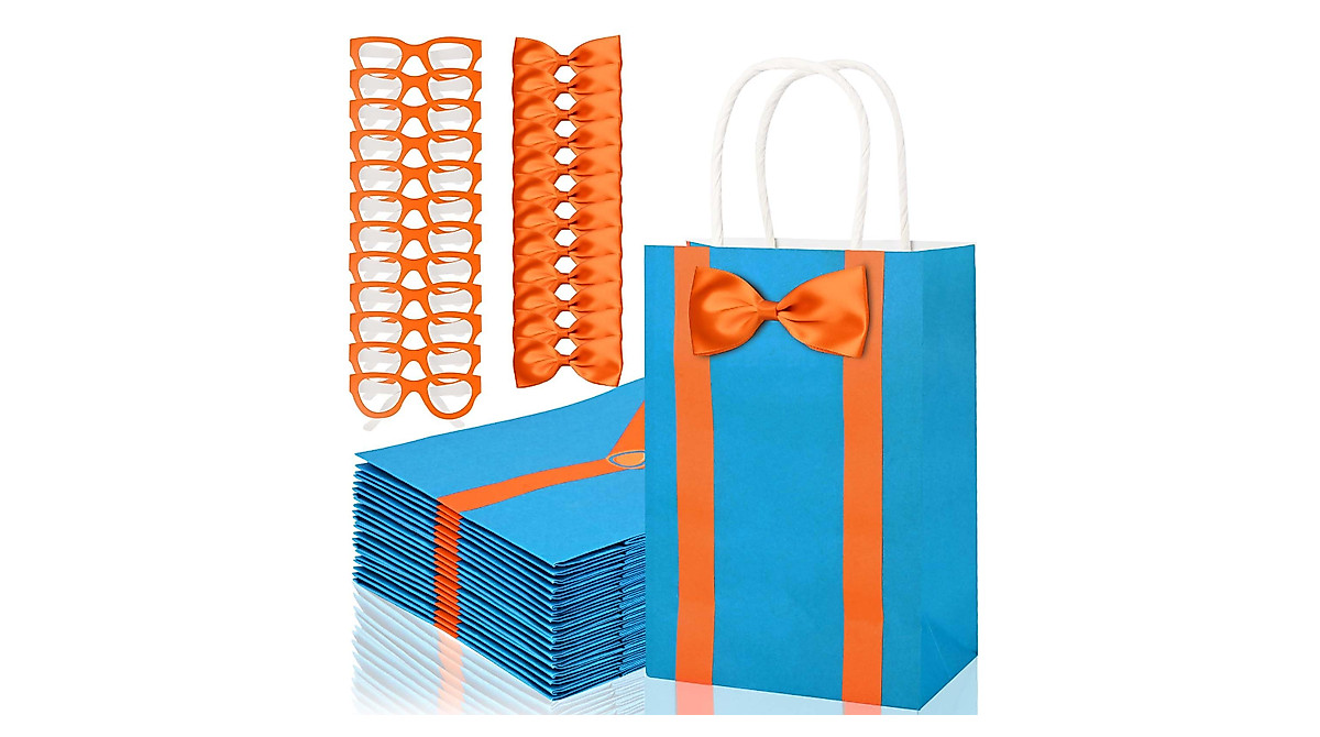 Bolsome 20Pcs Orange Blue Party Favor Bags with 20Pcs Paper Glasses and ...