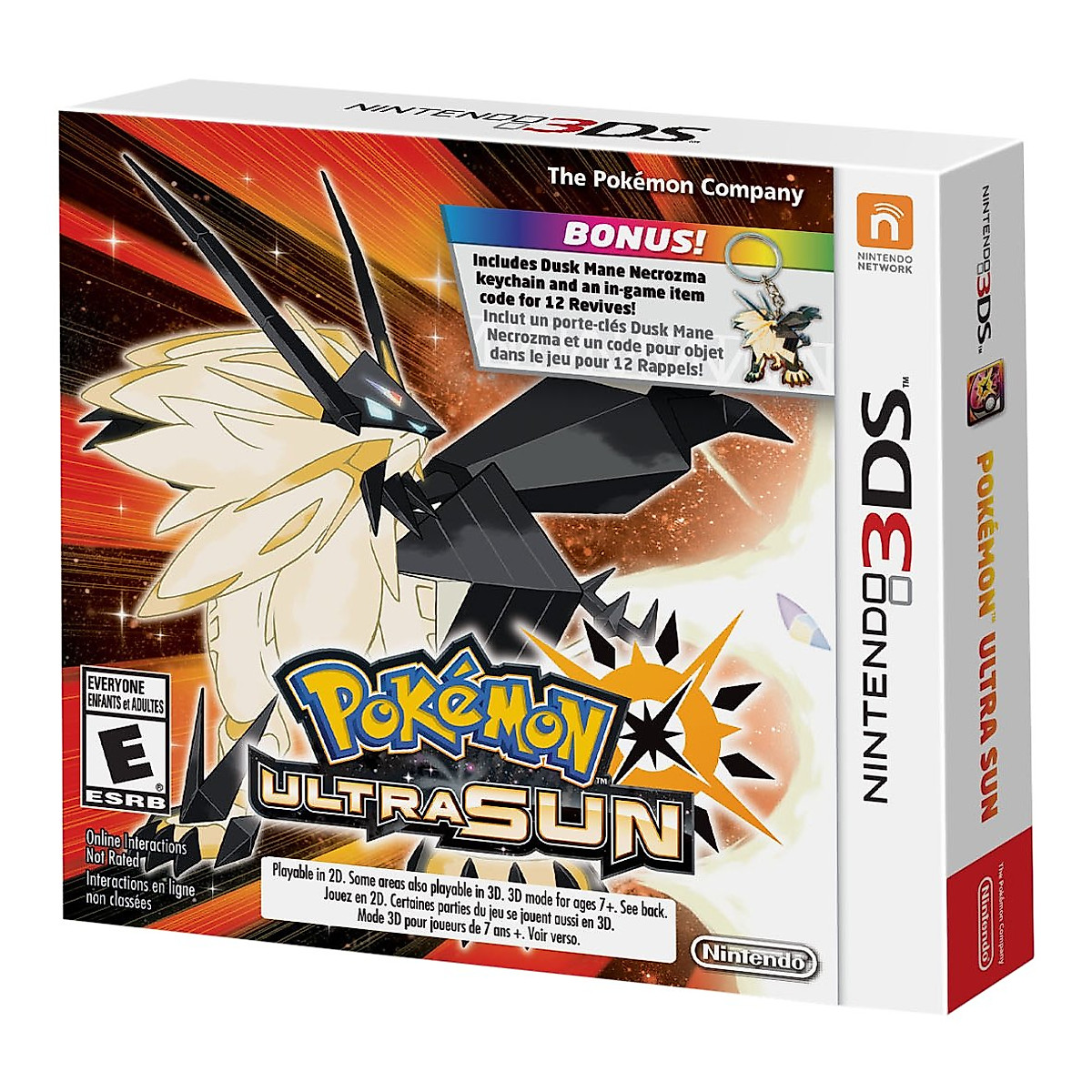 Limited Edition Pokemon Ultra Sun 3DS Game with Exclusive Dusk Mane Necrozma Keychain and Bonus In-game Code - Nintendo 3DS