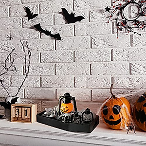 Coffin Shaped Craft Serving Box Wooden Halloween Serving Tray Candy Serving Trays with Handles Rustic Black Wooden Christmas Halloween Party Wooden Serving Tray for Halloween Christmas(Coffin)