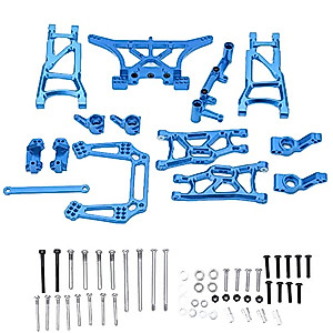 RC Front Rear Suspension Arm Kit, 1/10 RC Aluminum Alloy Parts Kit Compatible for TRAXXAS Slash 2WD 1/10 RC Car(Blue)