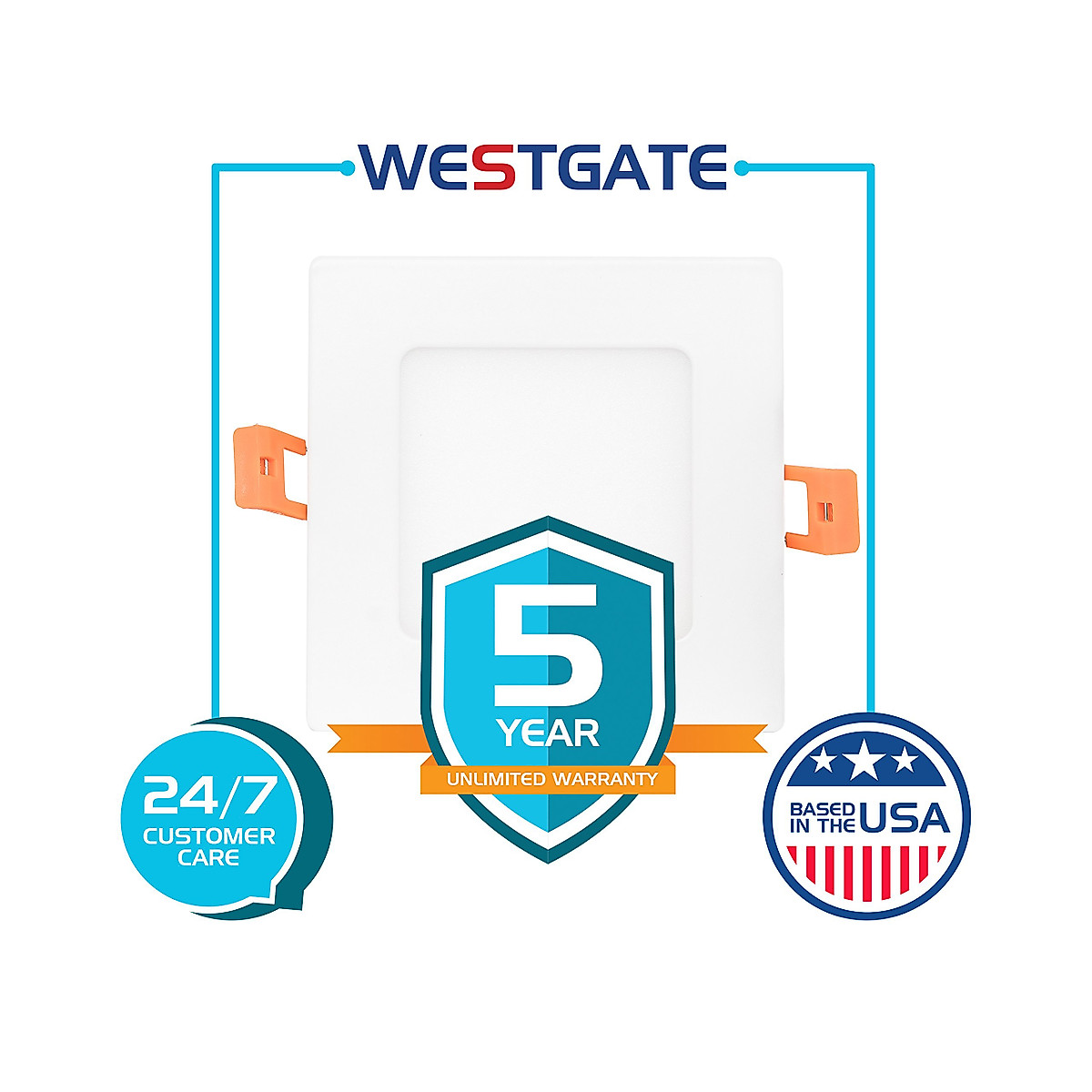 Westgate Lighting 15W 6 Inch Ultra Thin Slim Recessed Lighting Kit Square Shaped Dimmable LED Retrofit Downlight - External Junction Box Included - (4 Pack 4000K Neutral White)