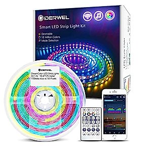 GIDERWEL Smart DreamColor Addressable RGB LED Strip Light 16.4ft Kit,Work with Alexa&Google Assistant,WiFi and Bluetooth APP/Voice/Music Sync Control 5050 Alexa LED Lights Ambiance Lighting
