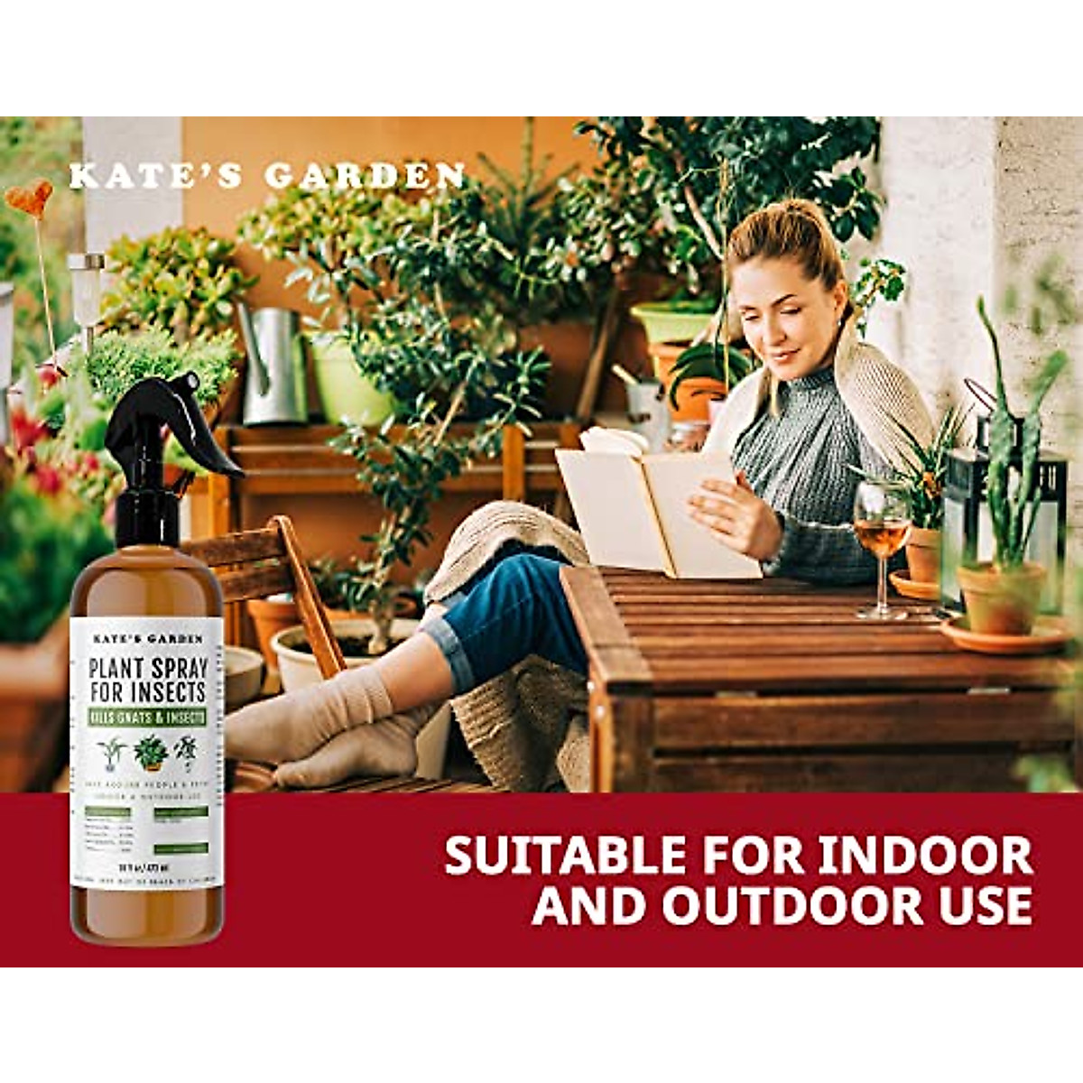 Plant Spray Bottle for Insects (16oz) by Kate's Garden. Garden Plant Care Peppermint Oil Spray for Bugs. Fungus Gnat Killer for Indoor Plants & Outdoors. Insecticide for Fruit Flies, Spider Mites.