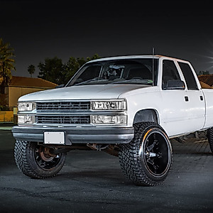 oEdRo Headlight Assembly Replacement for 94-99 Chevrolet C/K Series 1500 2500 3500 C/K 1500 Suburban 2500 Suburban/95-99 Tahoe/94 Blazer Headlamp with Chrome Housing