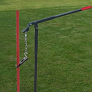 Lusheer Heavy-Duty Steel T-Post Puller Plate - 12 mm Quick Remove T-Posts from Ground Garden Tractor Bucket, Handyman Jack or S Hook, Use Different Gauges of Chain
