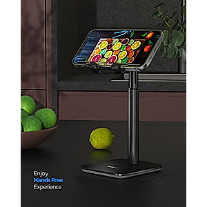 Nulaxy Phone Stand, Height Angle Adjustable Cell Phone Stand, Phone Holder for Desk Compatible with iPhone12 Mini 11 Pro Xs Xs Max Xr X 8 7 6 6s Plus, All Smartphones (4-8 inches) - Black