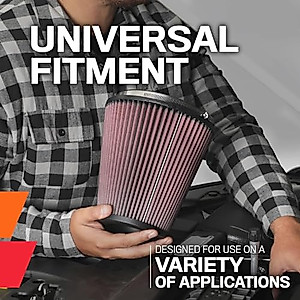 K&N Universal Clamp-On Air Intake Filter: High Performance, Premium, Washable, Replacement Filter: Flange Diameter: 4 In, Filter Height: 9.5 In, Flange Length: 1.6875 In, Shape: Round Tapered, RC-4780