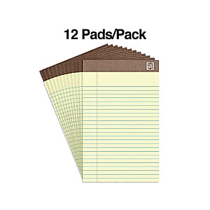 STAPLES 815590 100% Recycled Narrow Ruled Perforated Notepads Canary 5-Inch X 8-Inch 12/Pk