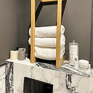 SKYFOOST 32'' Blanket Wall Rack, Made of Natural Bamboo, Handmade Blanket Holder for Room Wall Mounted, Floating Blanket Storage & Display, Wall Decor for Home and Bedroom Organizer