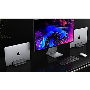 JOKItech Aluminum Laptop Vertical Stand Organizer, Sturdy Laptop Computer Holder Desktop Stand Compatible with New Retina Apple MacBook Pro/Air, Mac Mini and iPad Pro - Spacegrey