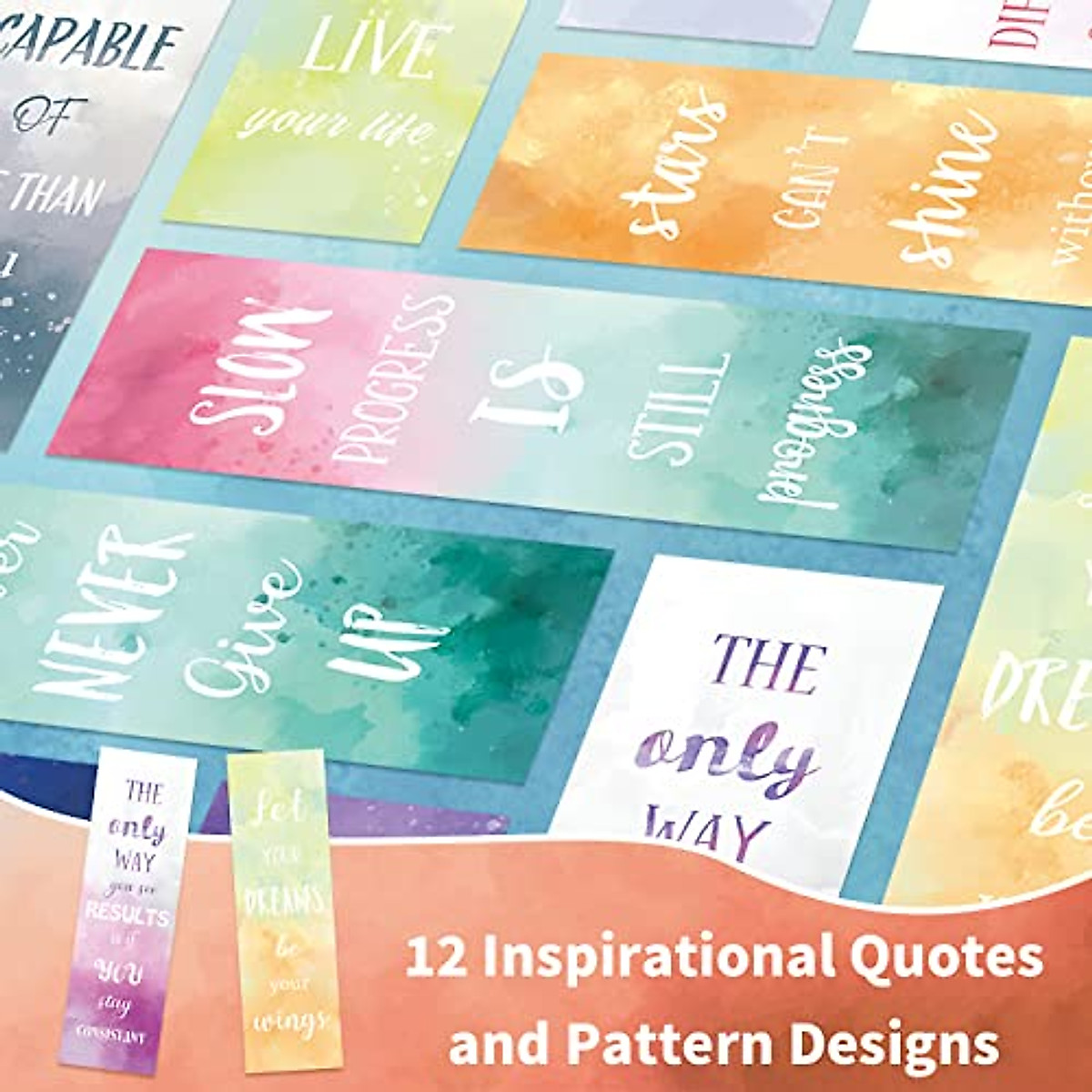 12 PCS Inspirational Bookmarks for Women Men, 12 Styles Encouraging Bookmarks for Kids Students, Positive Bookmarks Bulk for Reading Lovers Teachers School Home