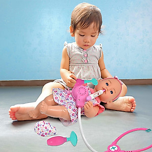 Dolls To Play Interactive Baby Doll Doctor Kit Pretend Play Medical Set Toy for Kids with 12 Inch Baby Doll, Talking Stethoscope, Dr. Checkup Complete Role Play Accessories Medical Playset for Kids