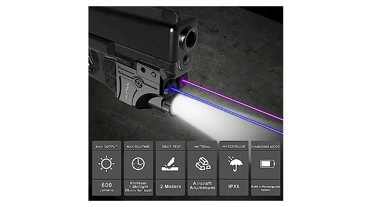 LIGHTWIN 600 Lumens Tactical Laser Flashlight Combo