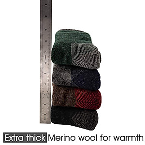 KAVANYISO Men's Merino Wool Hiking Socks Breathable Athletic Crew Thicken (4Pairs ASS 10-13)