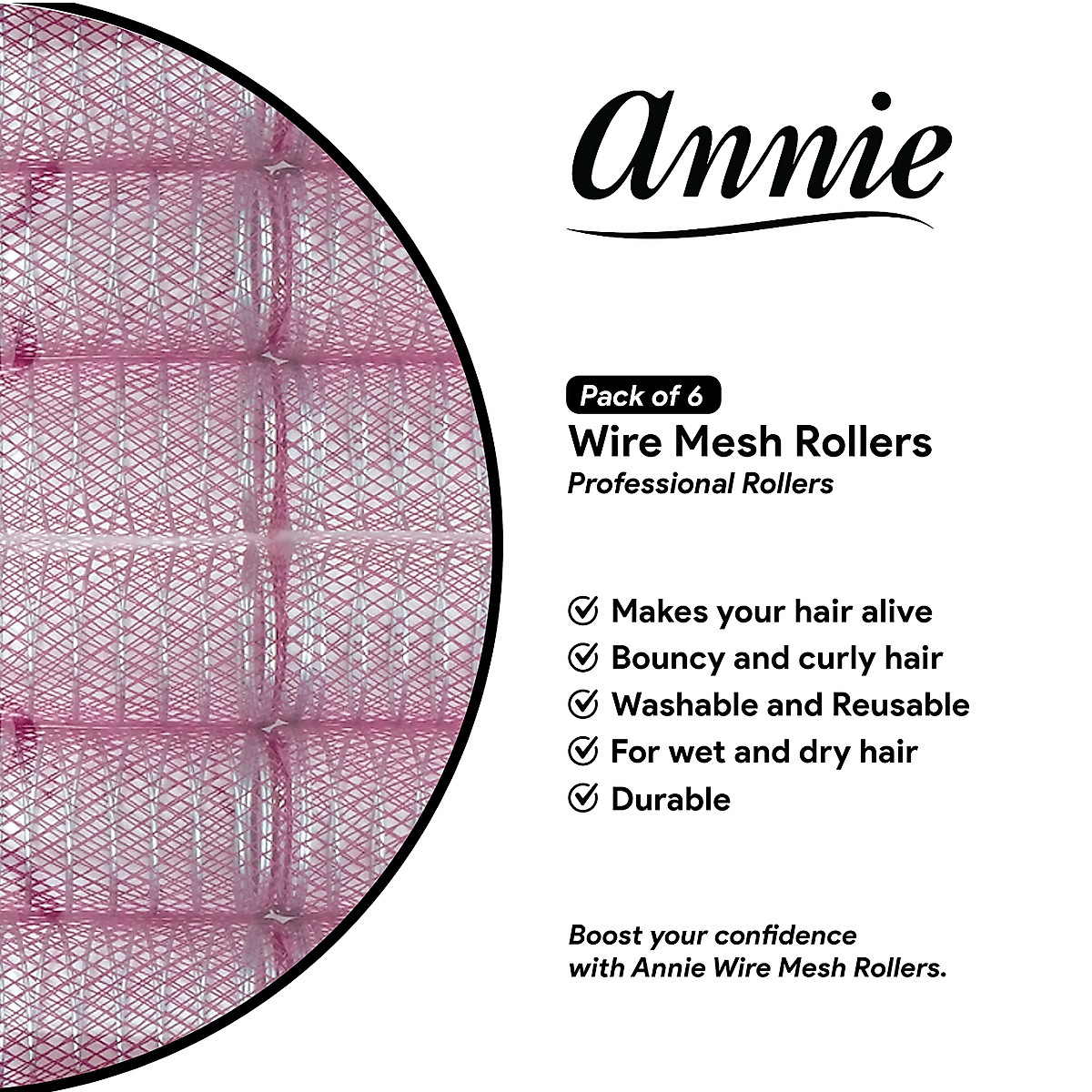Annie 1-3/4" Jumbo Wire Mesh Hair Rollers - 6 Pcs